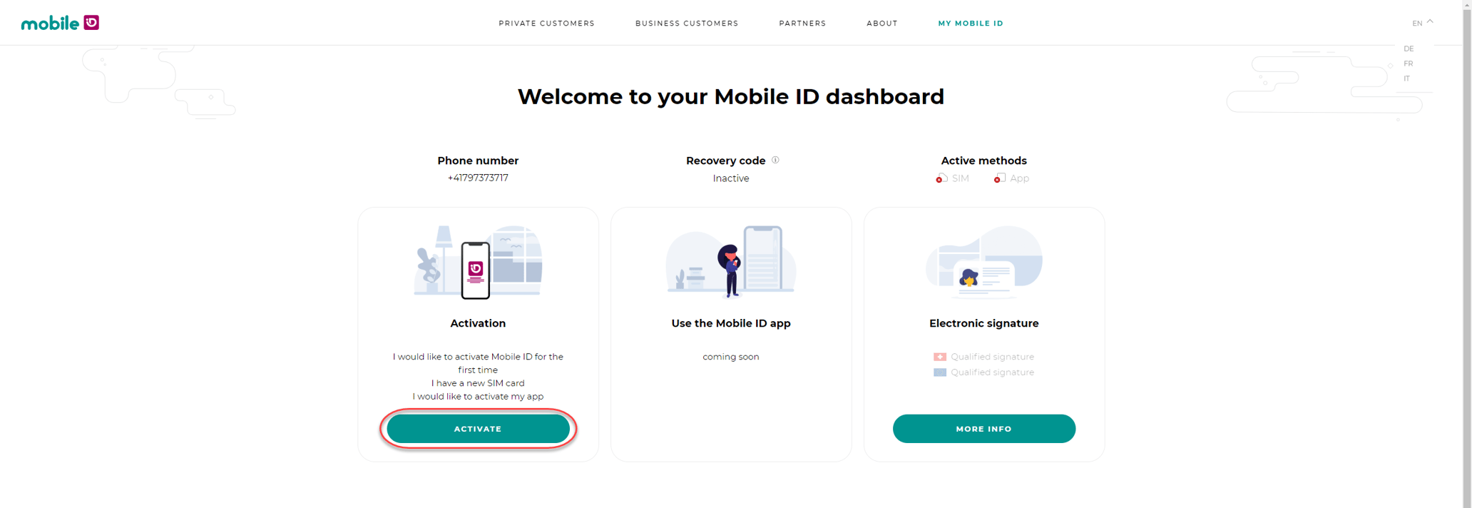 So aktivieren Sie die Mobile ID SIM auf Ihrem Mobiltelefon.